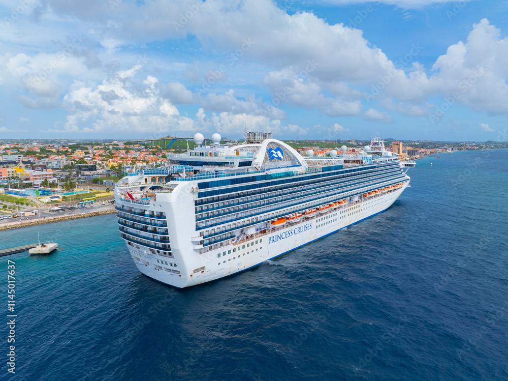 Emerald Princess aerial view by Princess Cruises docked at Curacao ...