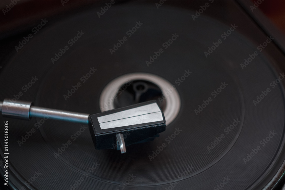 Vintage music player with vinyl and radio creates a retro atmosphere in ...