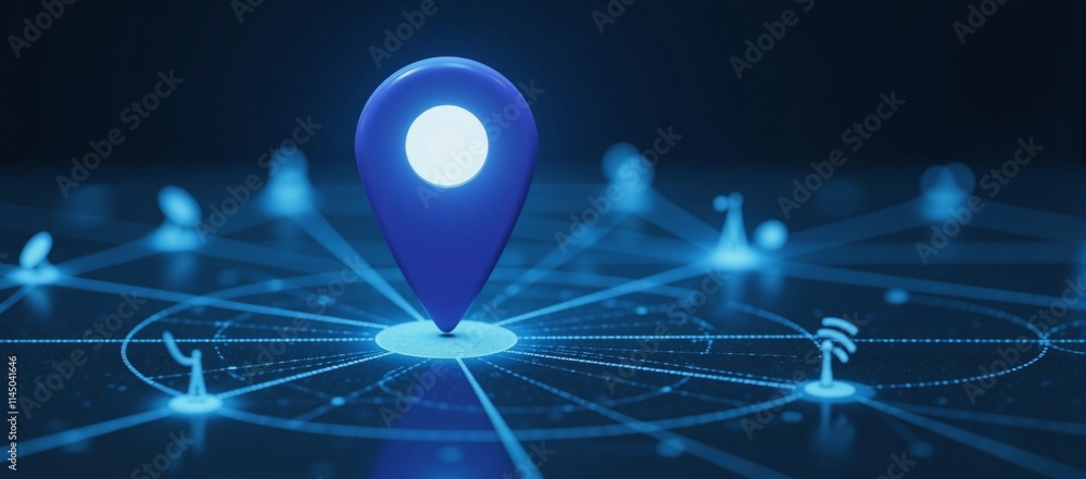 Location Pin within Digital Network Represents Geolocation Services ...