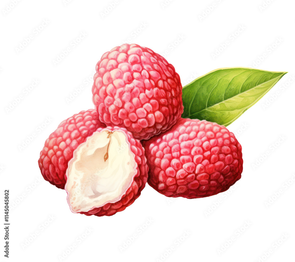 Watercolor lychee drawing on a transparent background in PNG format ...