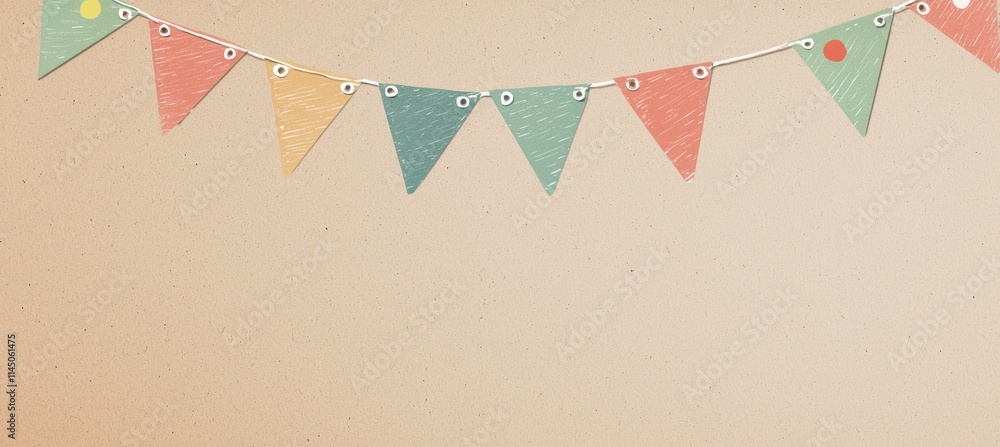 Rustic Birthday Card Template with Hand-Drawn Banners on Kraft Paper ...