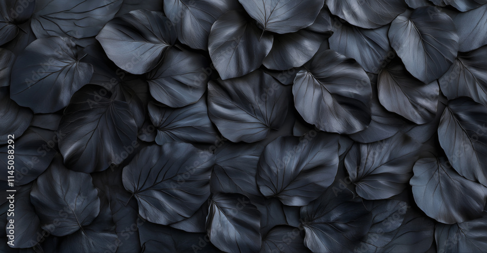 Dark, abstract background with large, dark leaves, nature-inspired ...