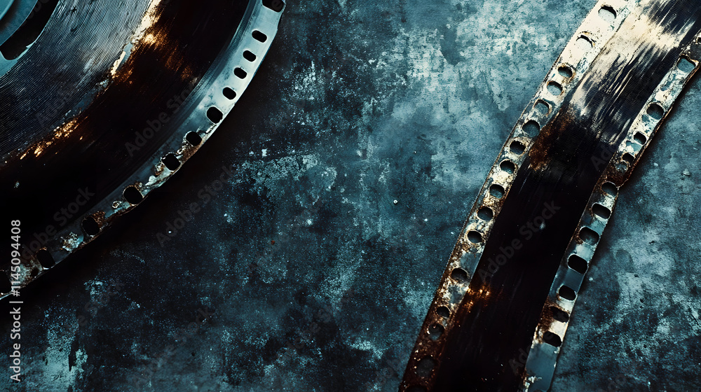 A vintage horror film strip melting into a background of 4K reel ...