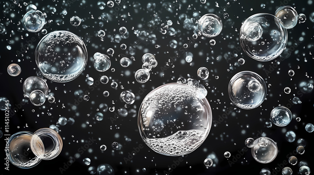 Realistic fizzy bubbles in water from effervescent tablet pill ...