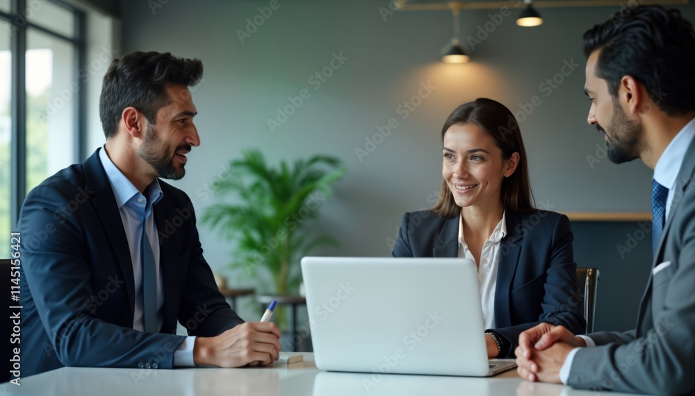 Indian HR officer discusses performance review with employee. Business ...
