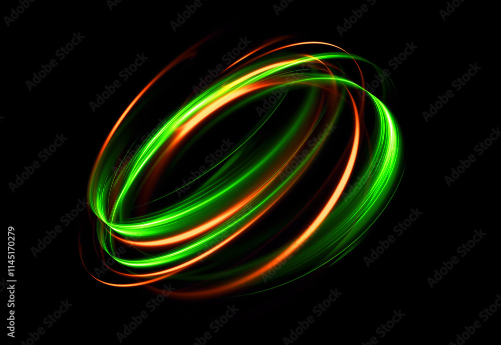 Glow swirl light effect. Circular lens flare. Abstract rotational lines ...