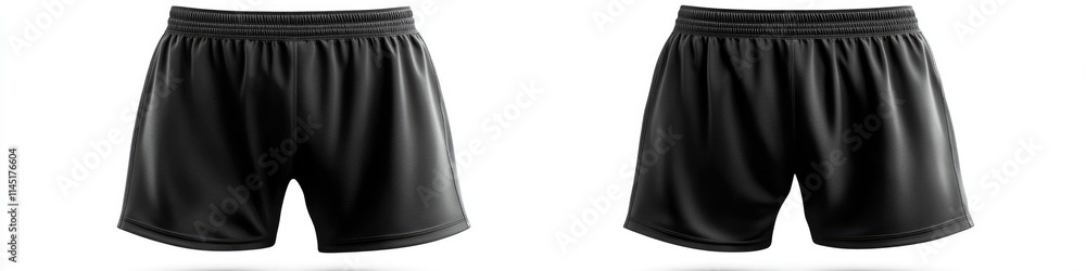 Minimalist Black Shorts Mockup: Front, Back, and Side Views on a Crisp ...