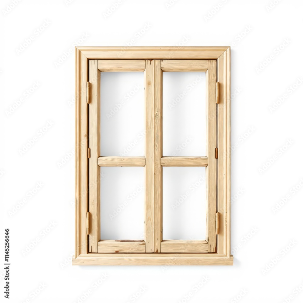 Vintage simple wooden window frame isolated on white frame isolated ...