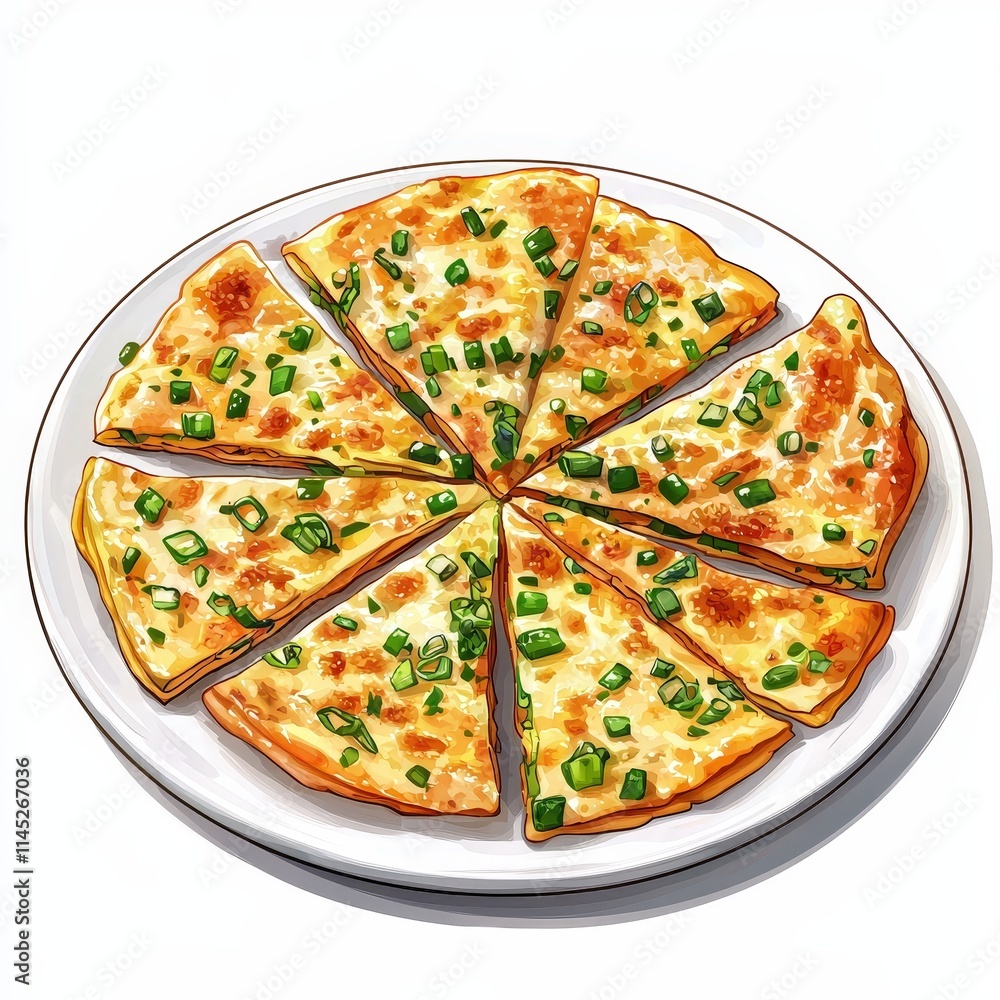 Chinese scallion pancake cong you bing national cuisine dish isolated ...