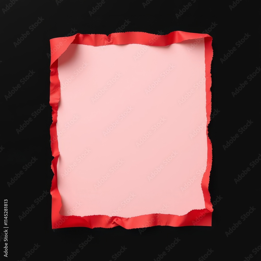 Red ripped paper torn edges strips isolated on black background frame isolated frame border ...