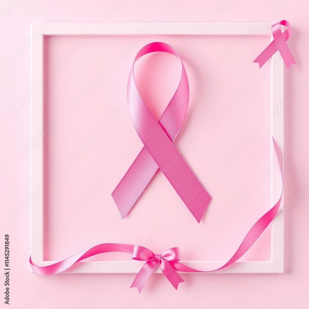 Breast cancer awareness pink ribbon frame with copy space frame ...