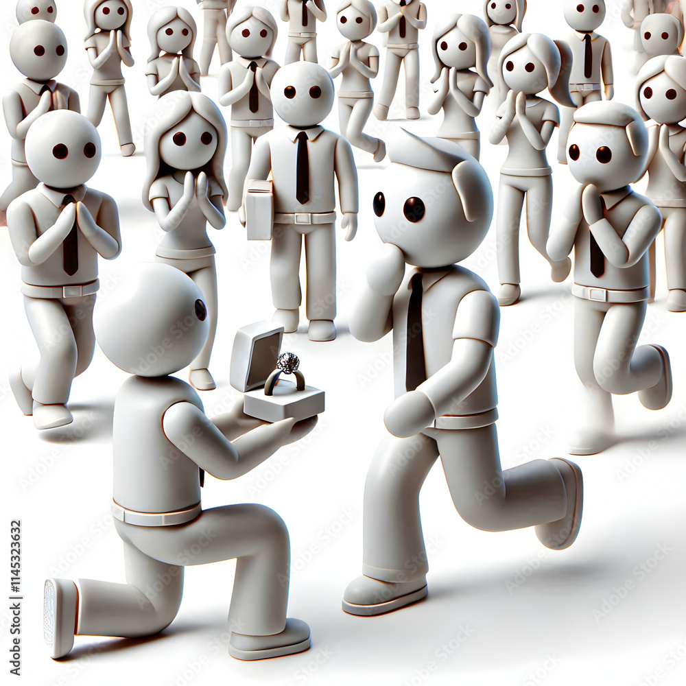 3D Flash mob proposal concept as Tracking shot following a seemingly ...