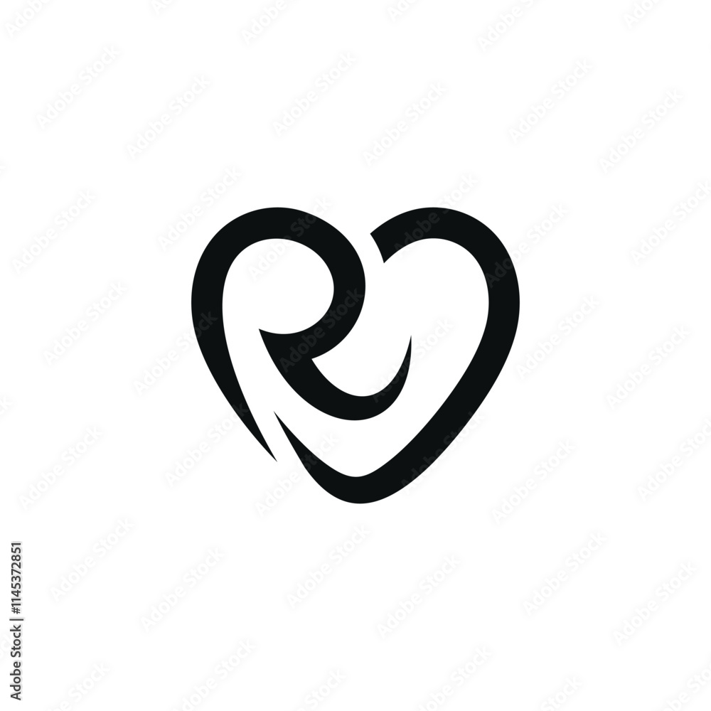 Abstract letter R love heart logo design inspiration Stock Vector ...