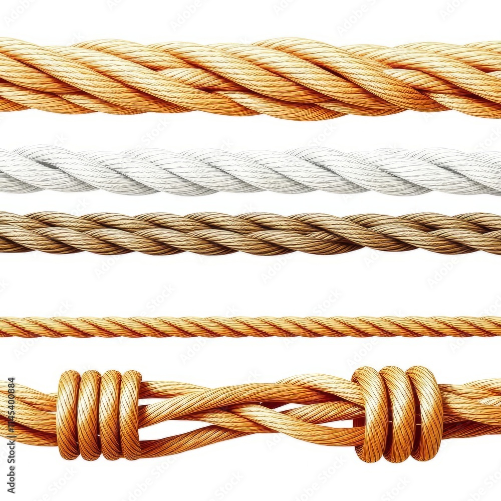 Ropes set collection of different straight long ropes png isolated with ...