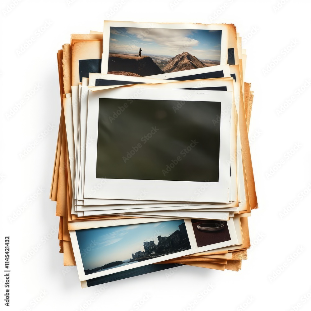Stack of old photos mockup frame isolated frame border design ...