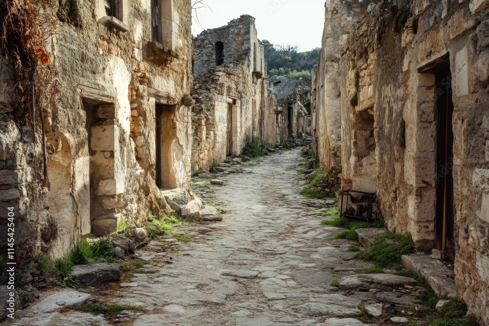 Exploring the crumbling ruins of an ancient city abandoned pathways ...