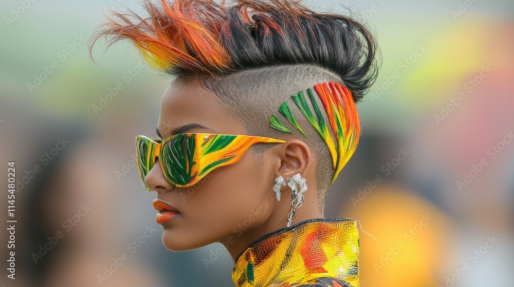 Edgy mohawk hairstyle showcase in urban setting vibrant colors and ...