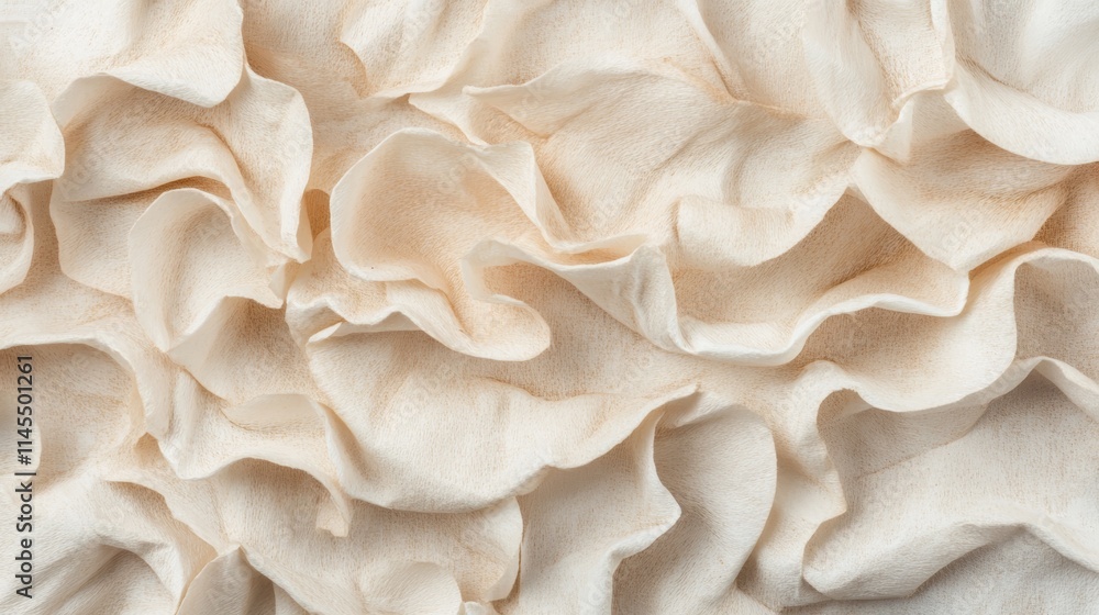 Intricate texture, a closeup of white fabric with defined ruts and ...