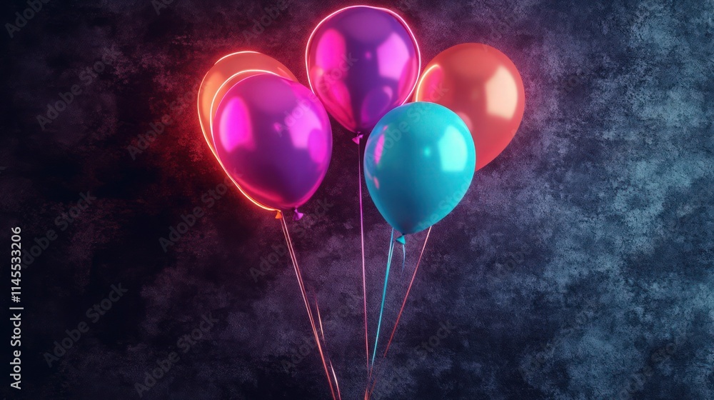Birthday balloons with neon colors , festive image of balloons Stock ...