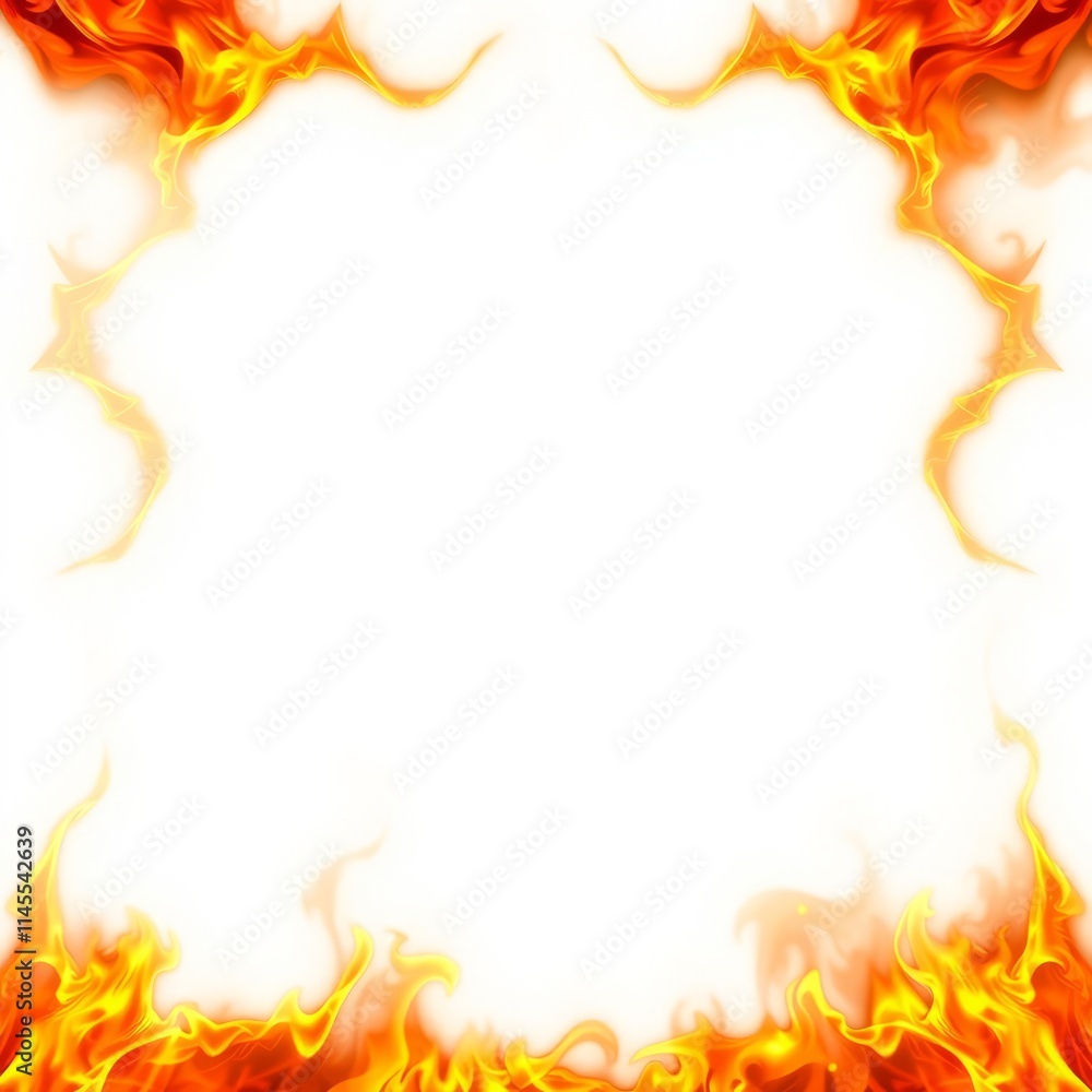 Orange hot fire frame border isolated on white or transparent png frame ...