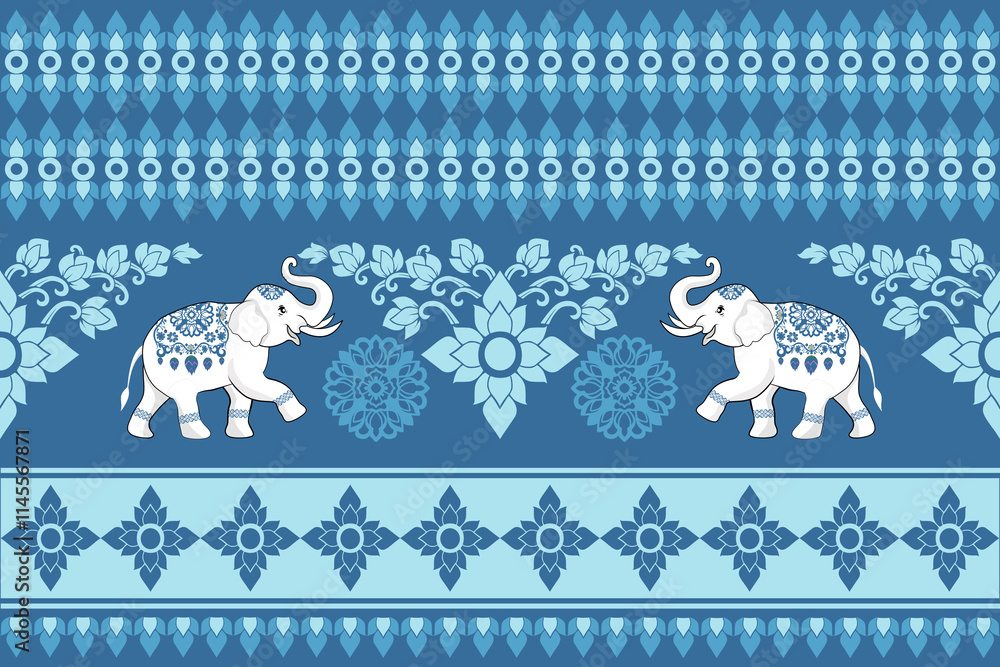 elephants pattern, mandala Beautiful Thailand,thai pattern,seamless ...