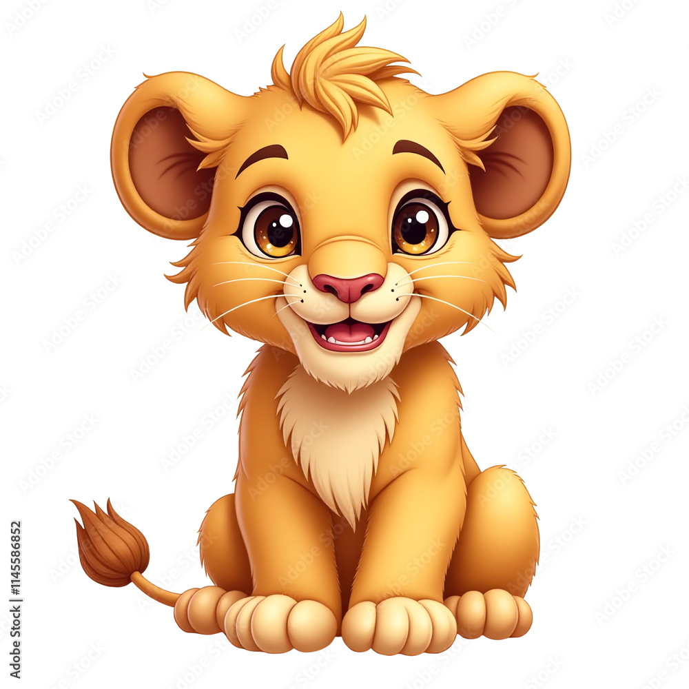 Detailed lion cub clipart isolated on white background, hand-drawn ...