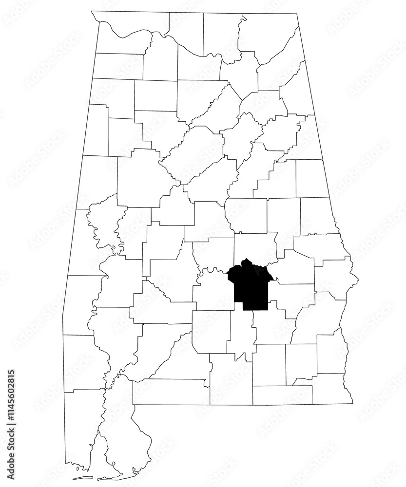Map of Montgomery County in Alabama state on white backround. single ...