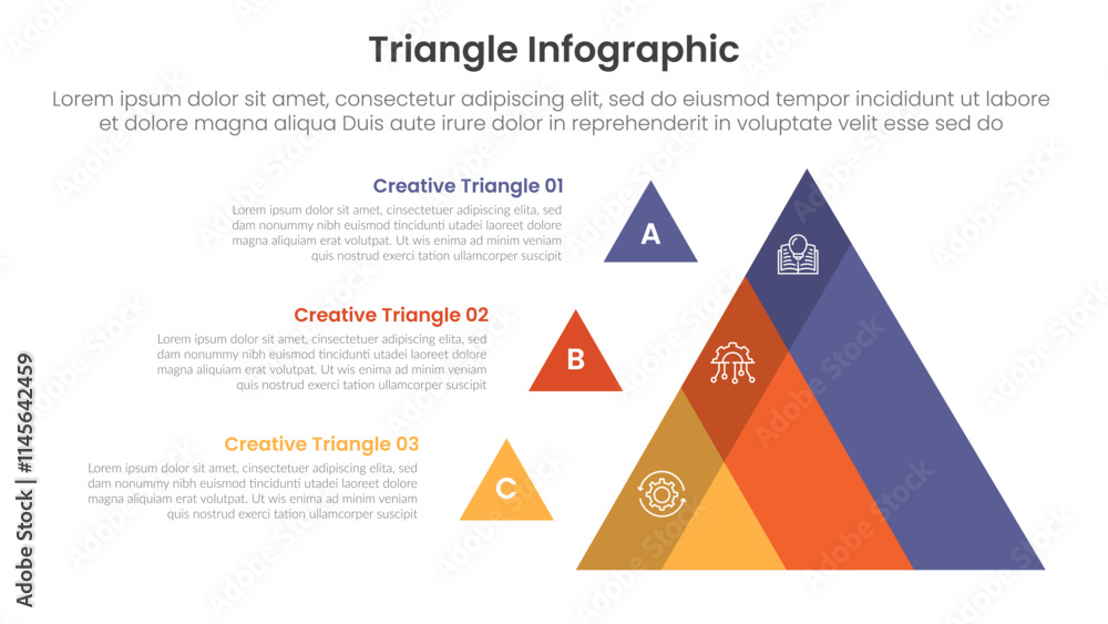 triangle base shape infographic template banner with pyramid shape ...