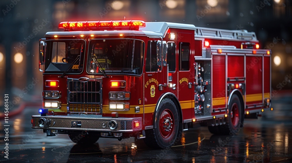 Fire engine on transparent background for emergency services design ...