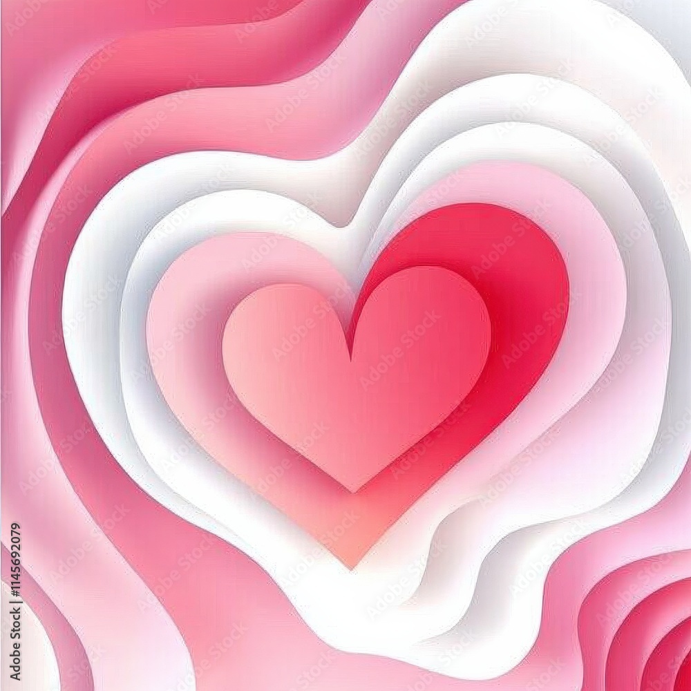 This image displays a layered paper heart design with subtle gradients ...