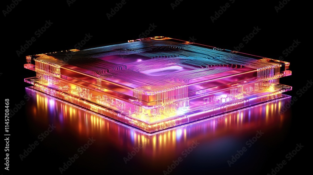 A high-resolution 3D model of a next-gen microchip designed for AI ...