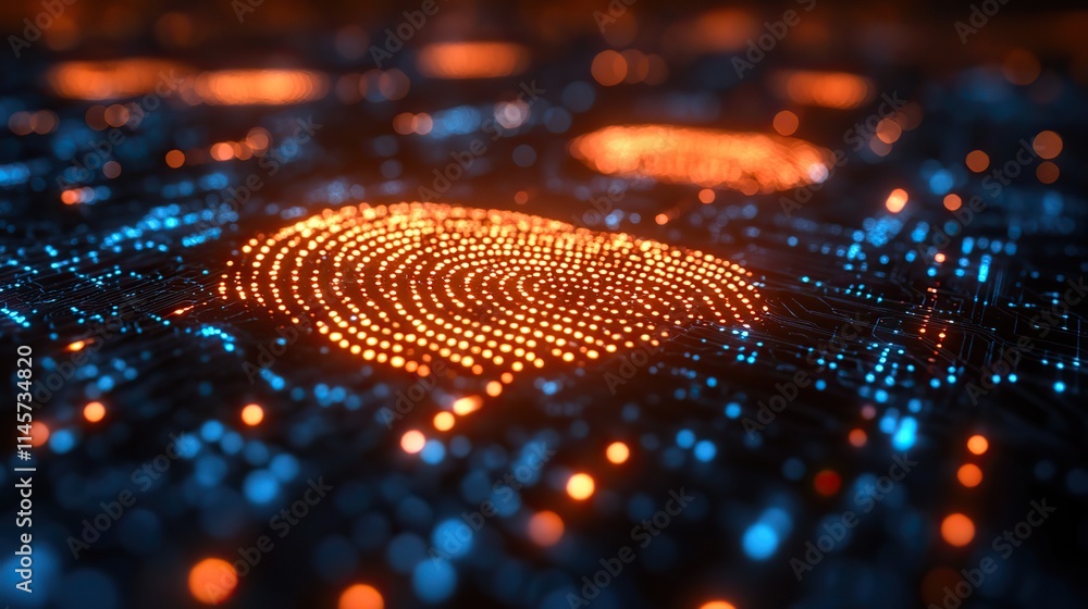 Ilustración de Stock Biometric technology, data systems with ...