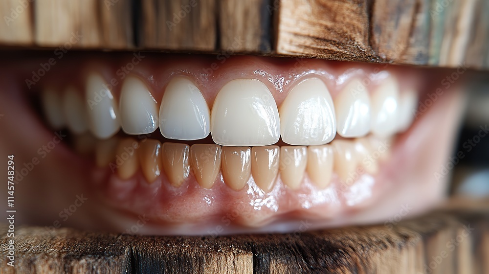 Comparing teeth whitening and coloring, showcasing healthy gums and ...