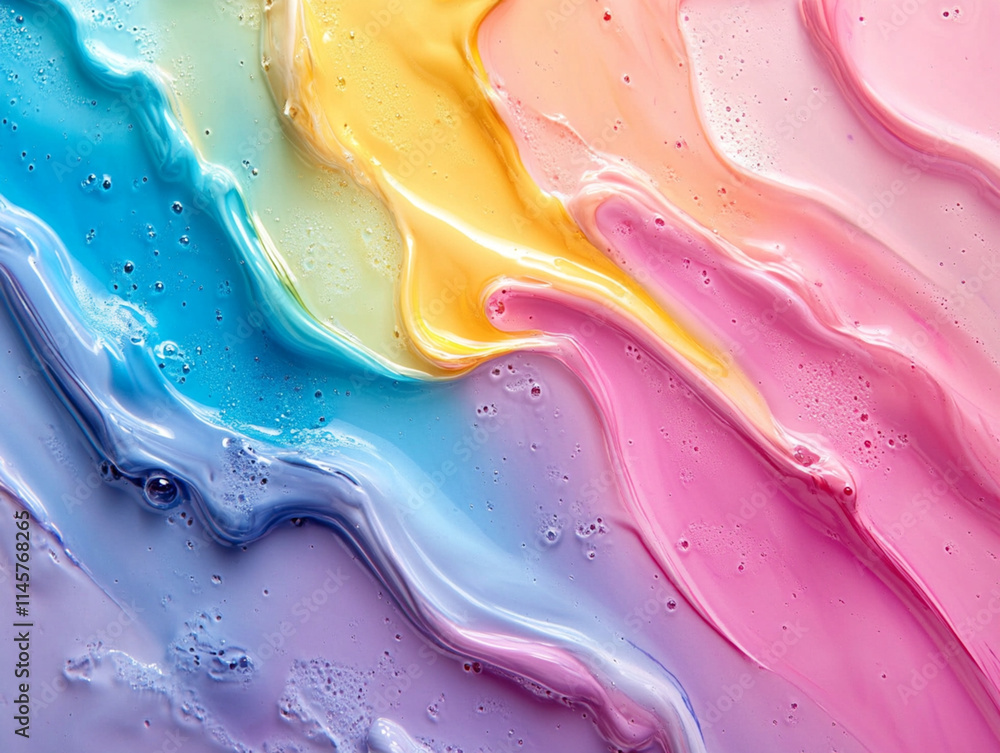 Rainbow pale colors iridescent liquid, representing diversity, three ...