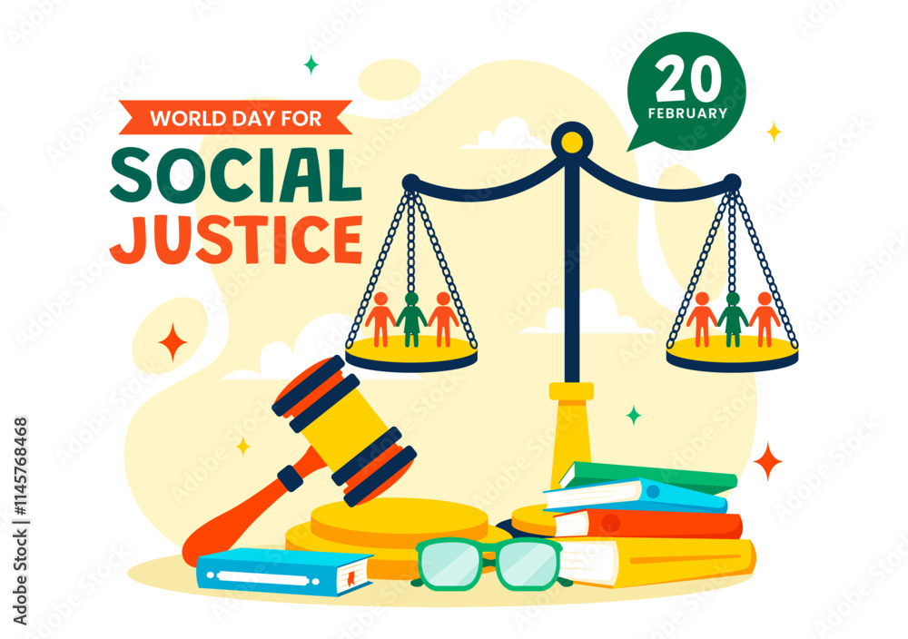 World Day of Social Justice Vector Illustration Featuring Scales and a ...