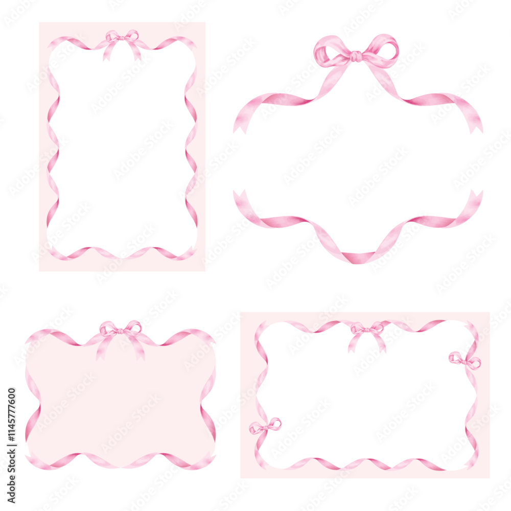 Frame of Ribbons watercolor stye for invitation card, art work ...