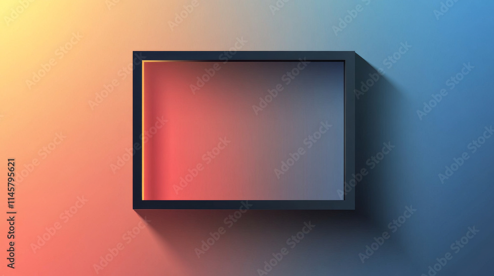 Square shadow box frame vector effect template. Rectangle page border ...