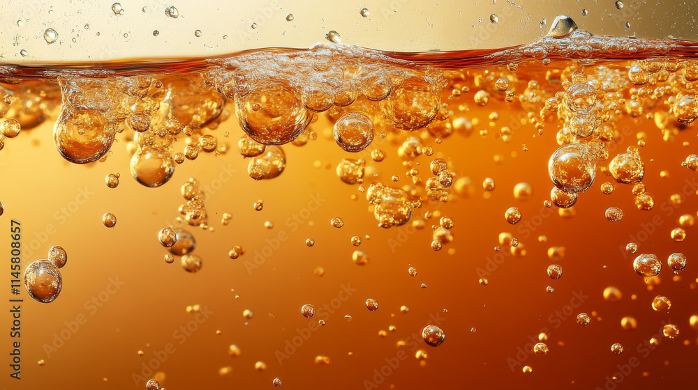 Air bubbles cola, soda drink, beer or water border. Dynamic fizzy carbonated motion on ...