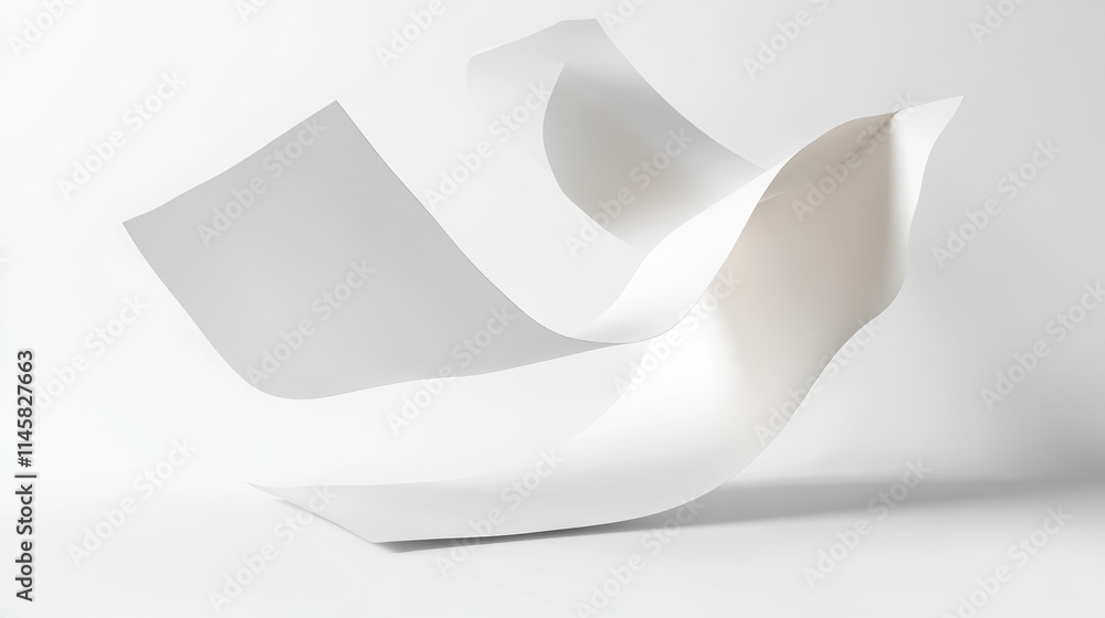 Flying paper sheet in different angles of view. Realistic 3d vector ...