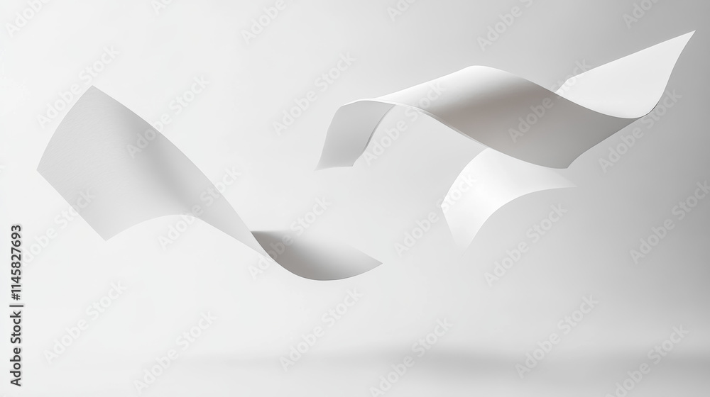 Flying paper sheet in different angles of view. Realistic 3d vector ...
