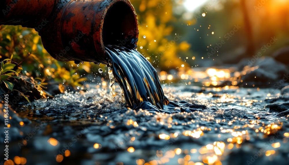 Water is flowing from a pipe into a stream, underscoring the persistent ...