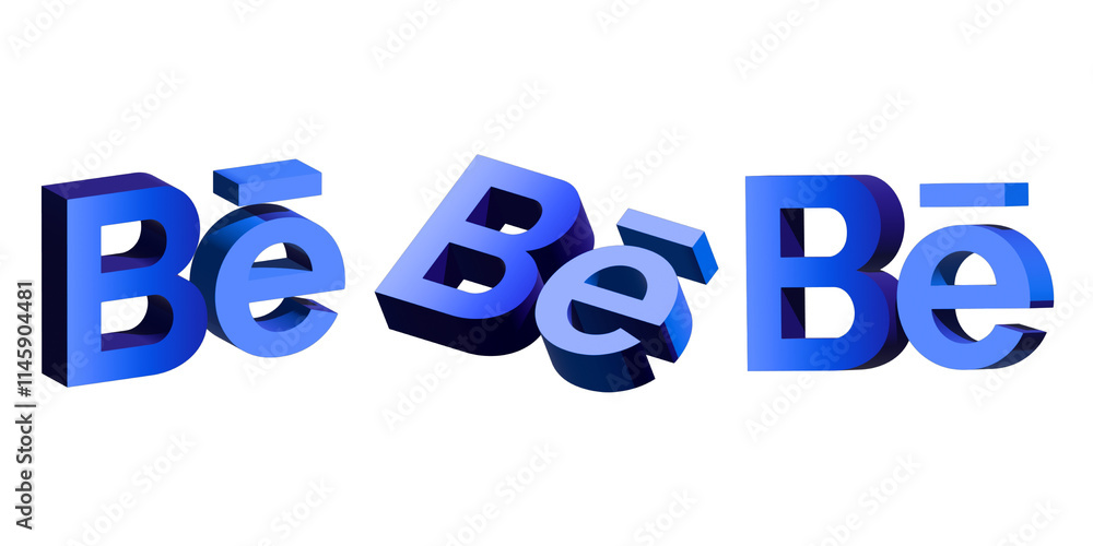 set of 3D rendering of behance logos or icon, extrude logo Cirebon ...