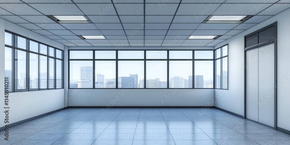 The bottom area of an office structure features an unoccupied space ...