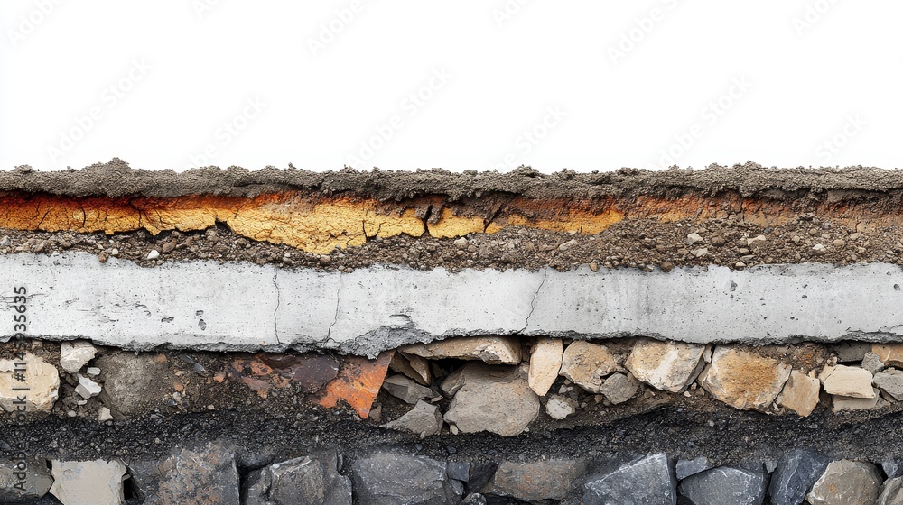 Asphalt road cross section showcasing repair and reconstruction work ...