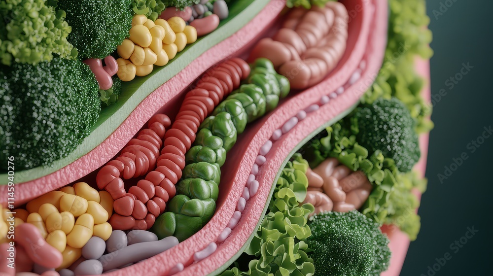 Bacteria in Digestive System Concept, Interactive Display of Gut Flora ...