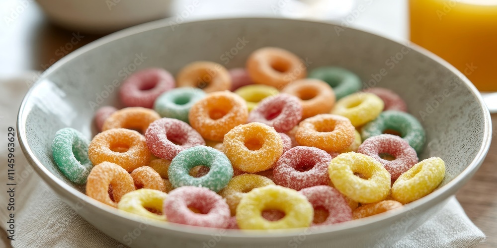 Nutritious cereal loops paired with delicious organic apple juice ...