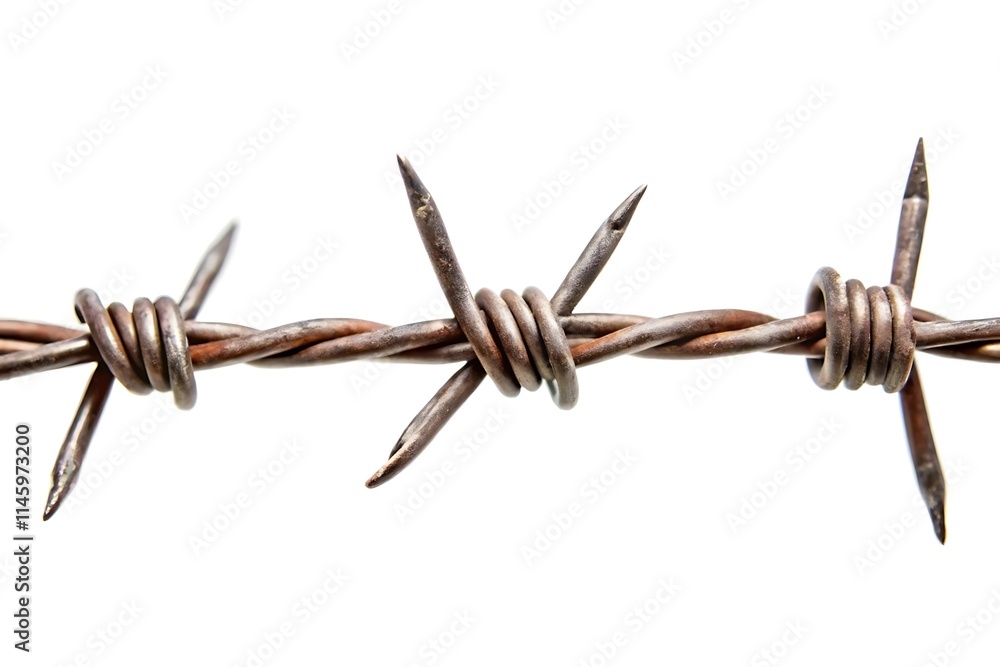 Protective Barbed Wire Closeup. Sharp Steel Barrier Photos. Security ...