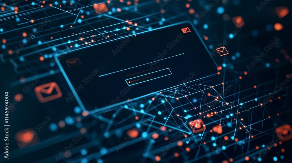 A futuristic concept of "signup confirmation," showing email ...