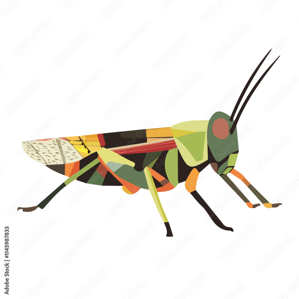 Grasshopper – A Vibrant Vector Geometry Illustration for Insect and ...