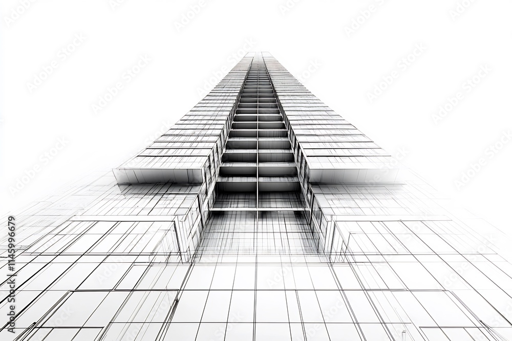 Skyscraper blueprint detailed architectural drawing showing floor plans ...